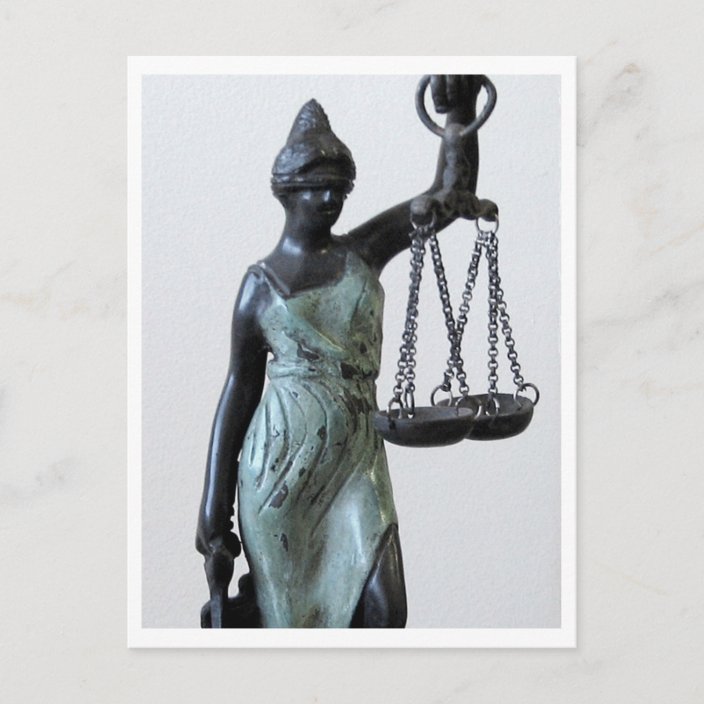 Blind lady of justice statue postcard | Zazzle.com