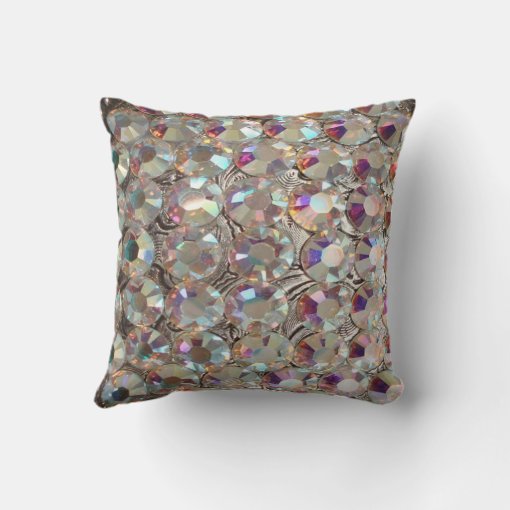 BLING BLING Iridescent Rhinestone Pillow | Zazzle