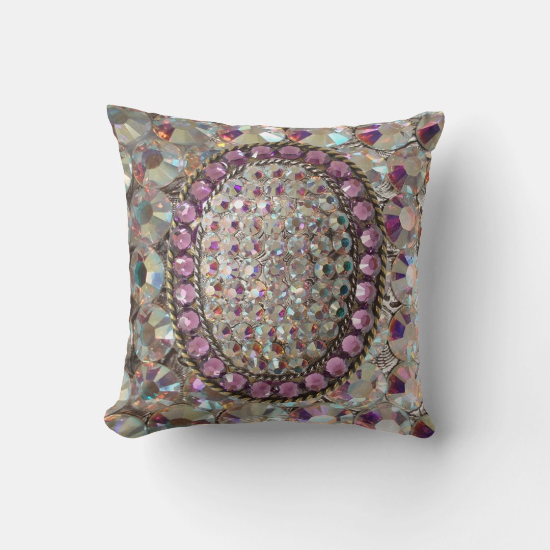 BLING BLING Iridescent Rhinestone Pillow | Zazzle