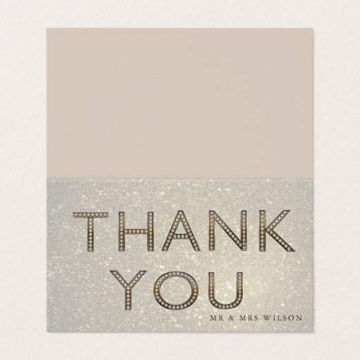bling gold letters Thank You Card | Zazzle