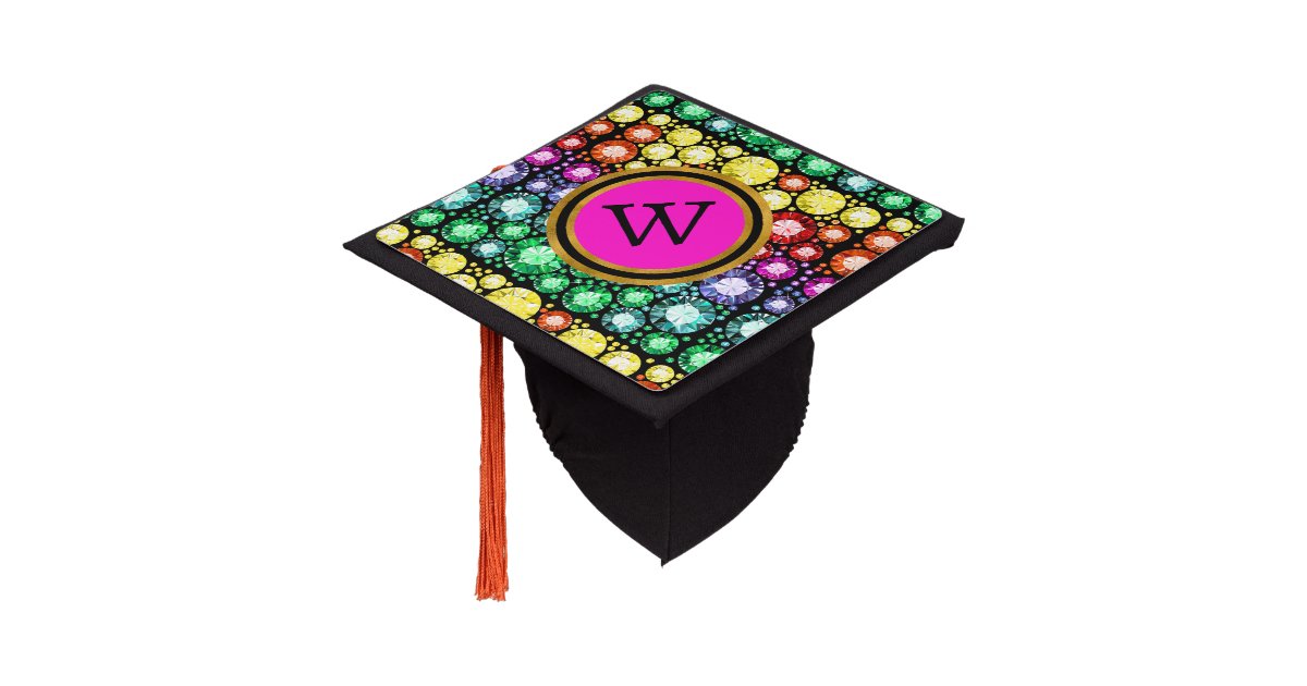 BLING Monogram Graduation Cap Topper | Zazzle