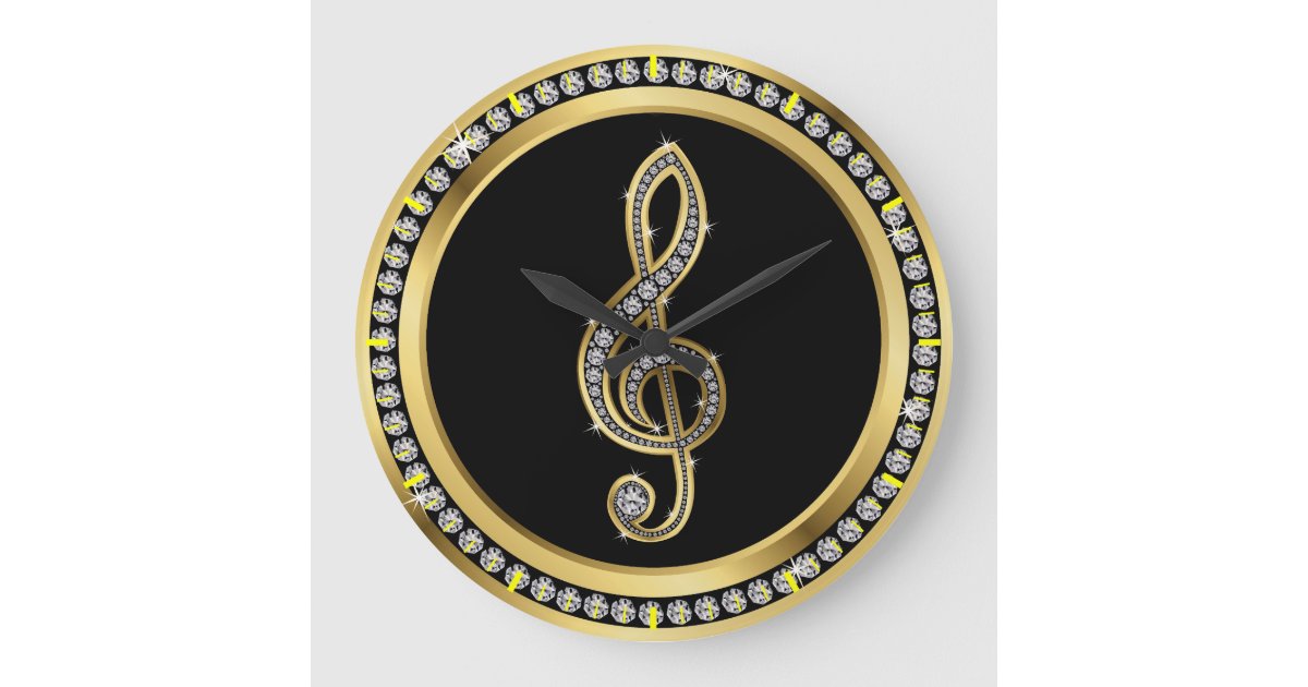 Bling Music Clock - SRF | Zazzle
