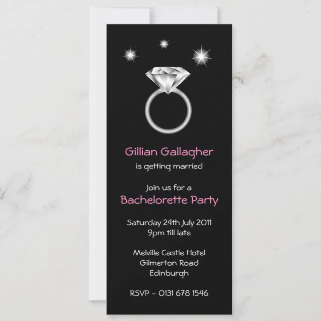 Bling Ring Bachelorette Party Invitation | Zazzle