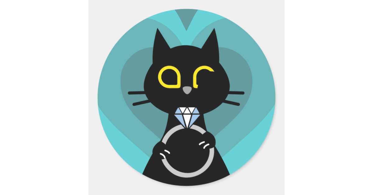 BLING WINK – Purrrfect Proposal Black Cat Sticker | Zazzle