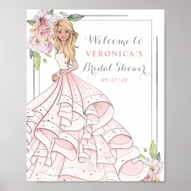 Blingy Glamor Bride Bridal Shower Welcome Sign | Zazzle
