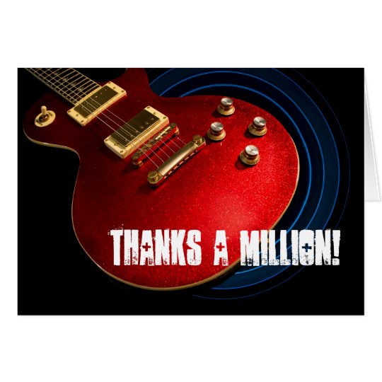 Blingy Red Guitar Thank You Card | Rock and Roll | Zazzle.com