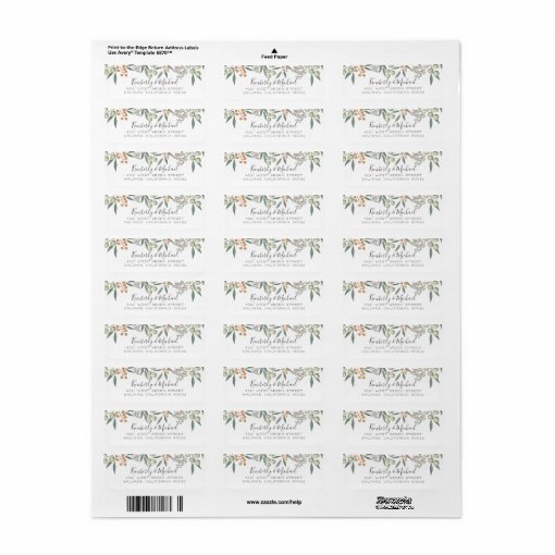 Blissful Bounty Botanical Wedding Return Address Label | Zazzle