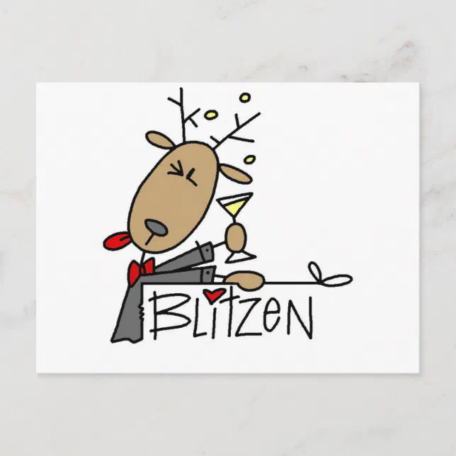 Blitzen Reindeer T-shirts and Gifts Holiday Postcard | Zazzle