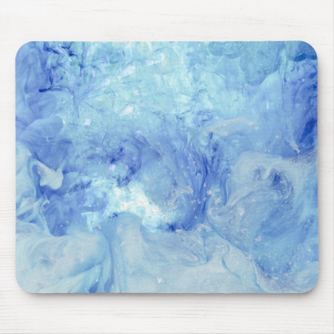 "Blizzard" collection- blue and white abstract Mouse Pad | Zazzle