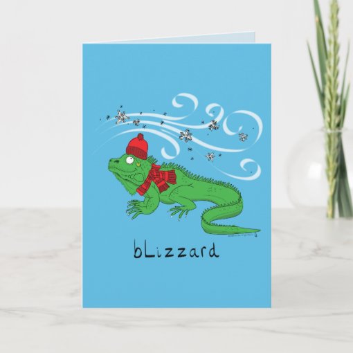 Blizzard - Funny Winter Lizard Card | Zazzle