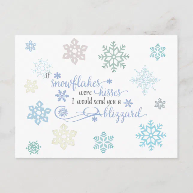 Blizzard of Snowflake Kisses Winter Holiday Postcard | Zazzle