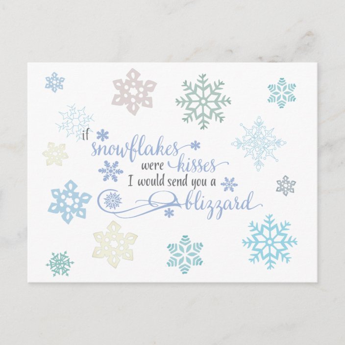 Blizzard of Snowflake Kisses Winter Holiday Postcard | Zazzle.com