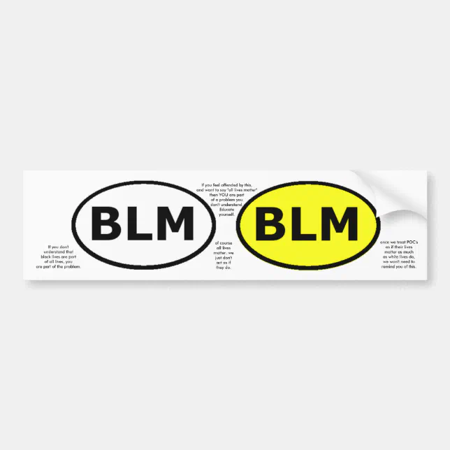 BLM's educational oval or windowstickers Bumper Sticker | Zazzle