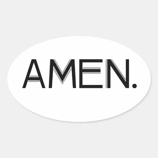 Block Amen Black Font Oval Sticker | Zazzle