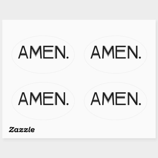 Block Amen Black Font Oval Sticker | Zazzle