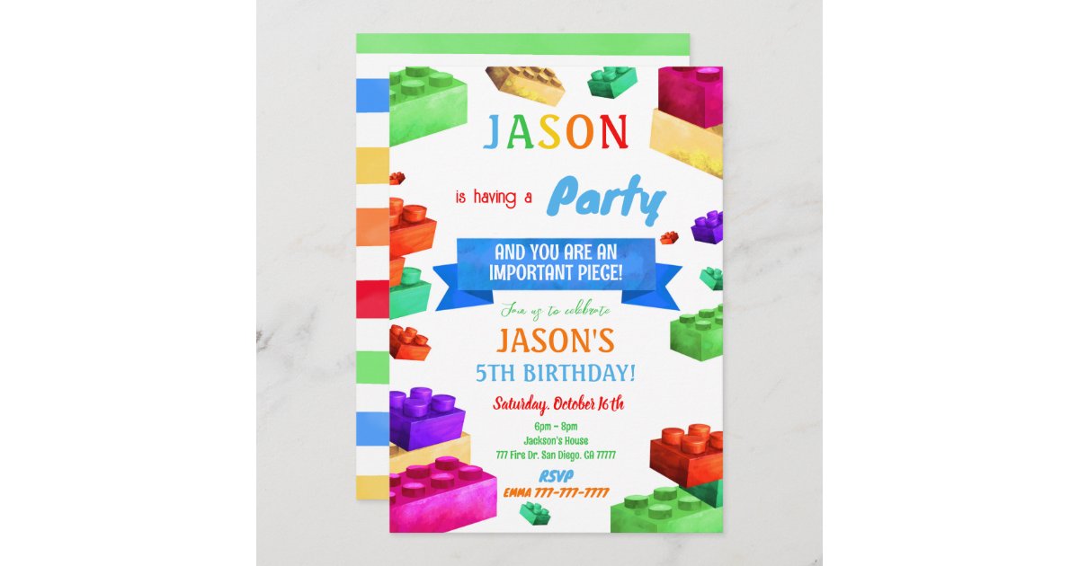 Block Birthday Invitation | Zazzle