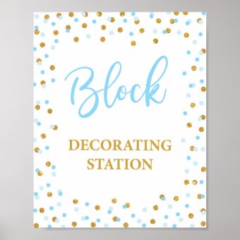 Block Decorating Station Baby Shower Sign | Zazzle