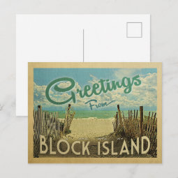 Block Island Beach Vintage Travel Postcard | Zazzle