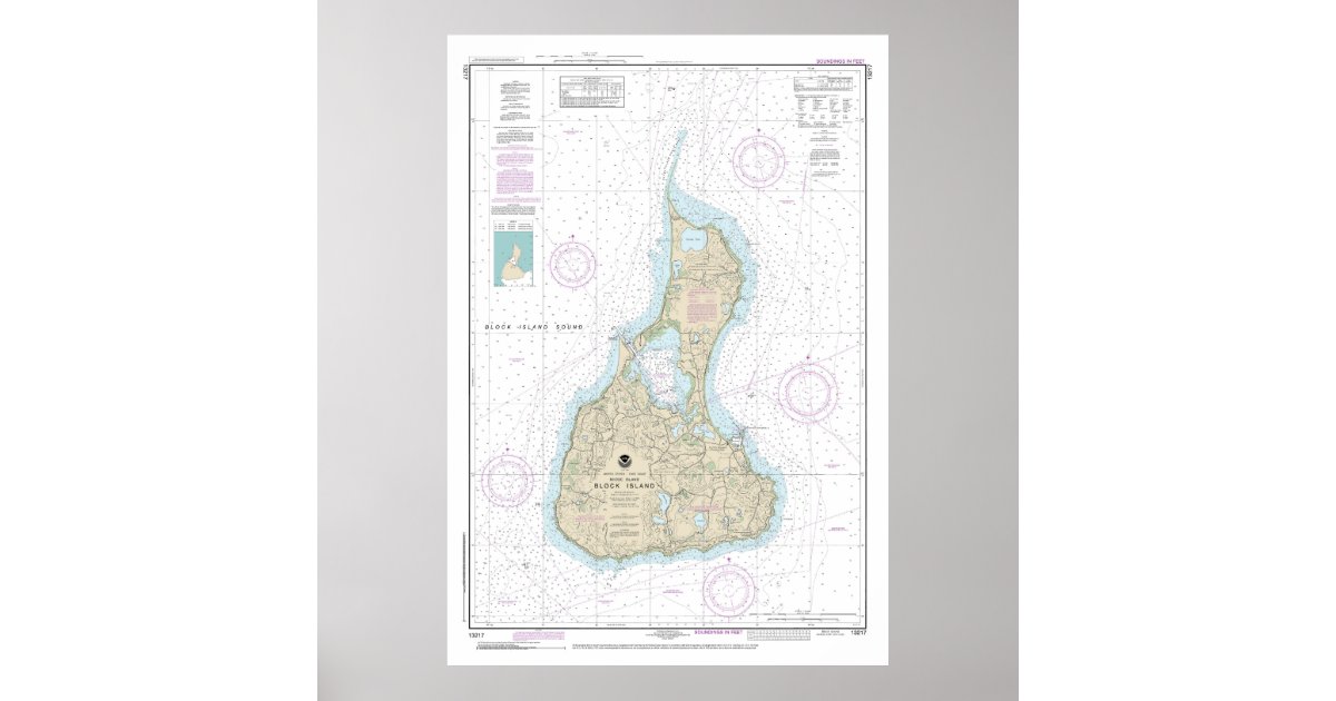 Block Island Nautical Chart 13217 | Zazzle