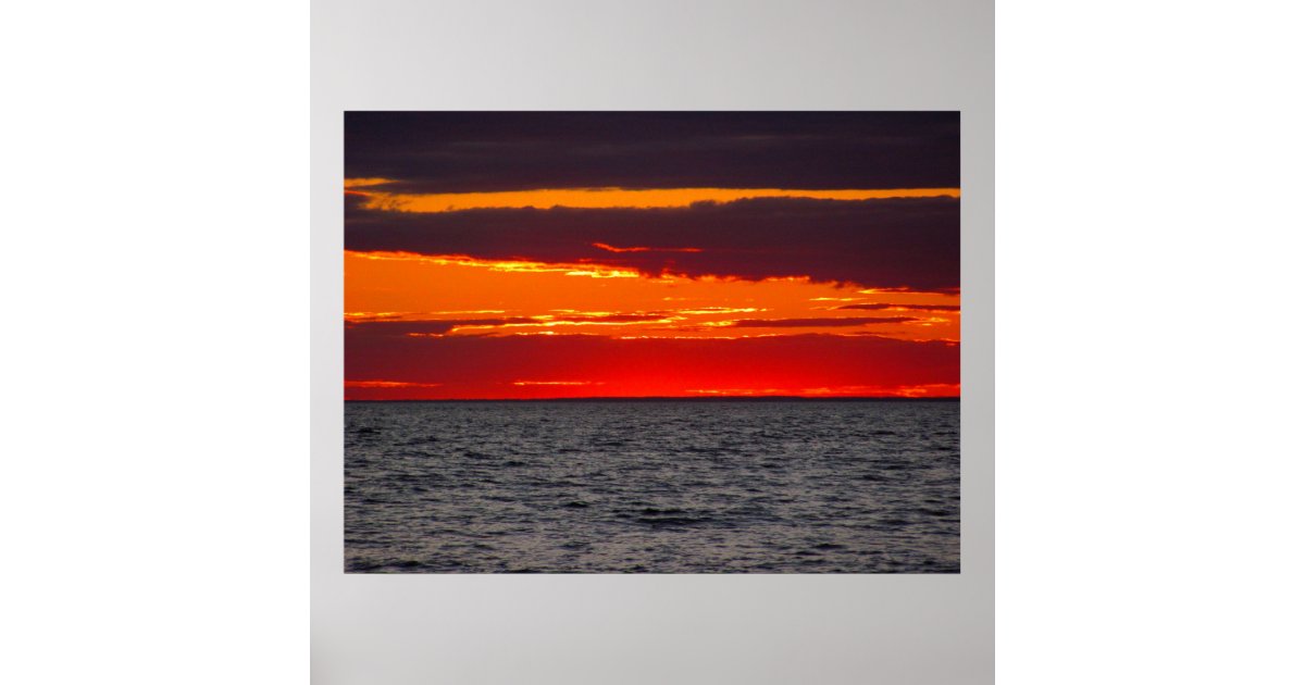Block Island Sunset Ocean Poster | Zazzle