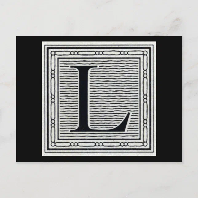 Block Letter "L" Woodcut Woodblock Inital Postcard | Zazzle
