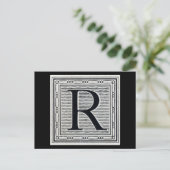 Block Letter "R" Woodcut Woodblock Inital Postcard | Zazzle