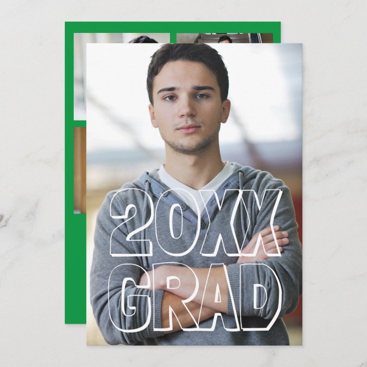 Block Letters Green - Graduation Announcement | Zazzle