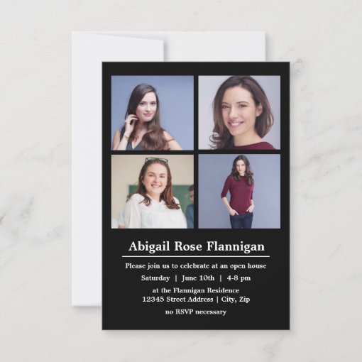 Block Letters White - 3x5 Graduation Announcement | Zazzle