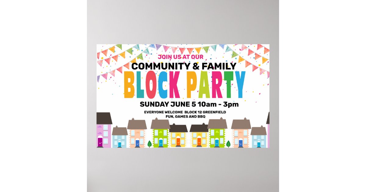 BLOCK PARTY Banner Poster | Zazzle