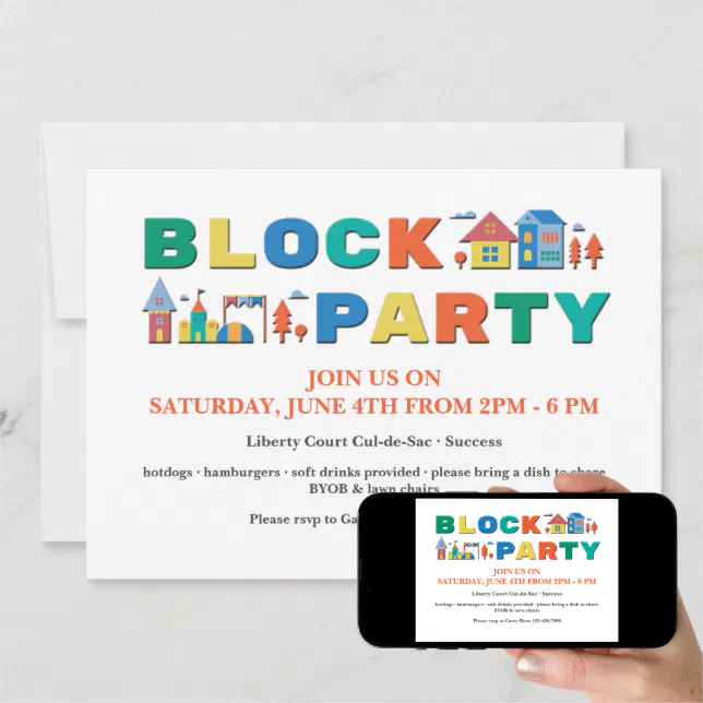 Block Party Colors Invitation | Zazzle