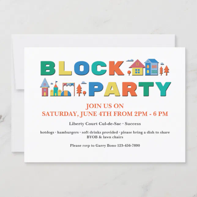 Block Party Colors Invitation | Zazzle