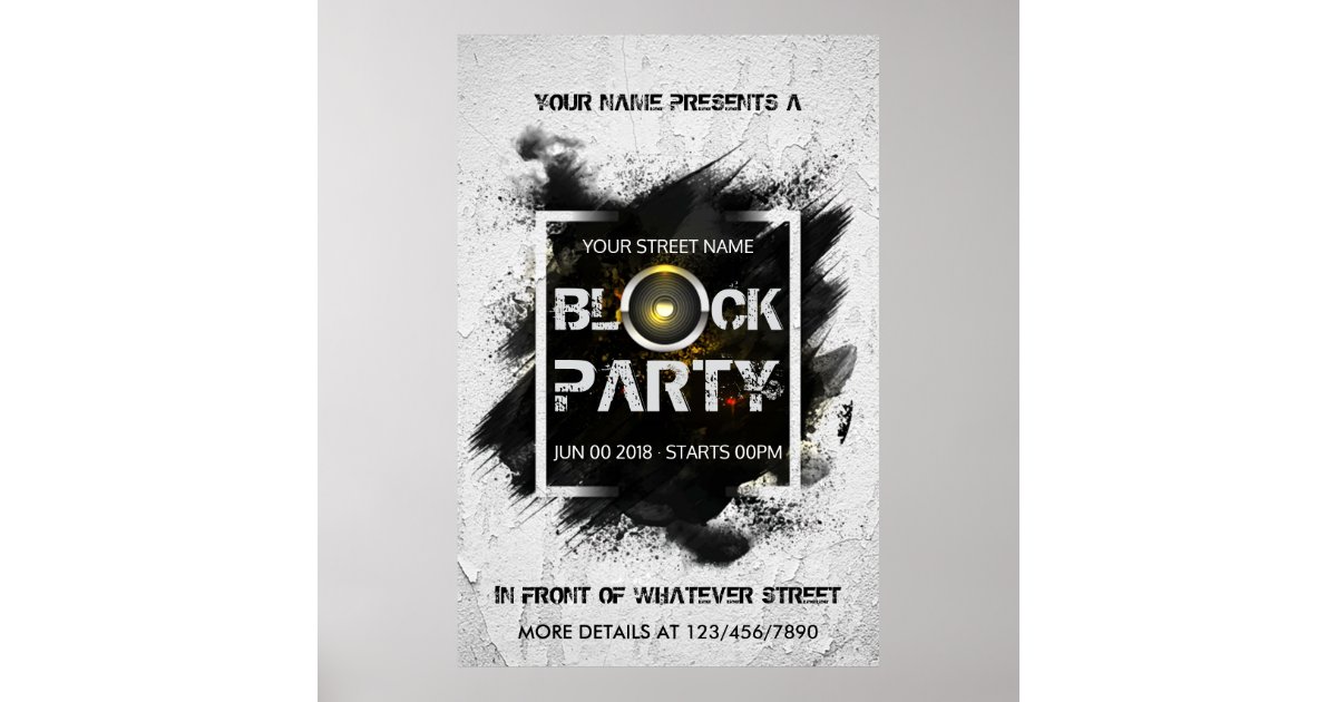 Block Party custom invitation Poster | Zazzle