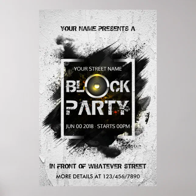 Block Party custom invitation Poster | Zazzle