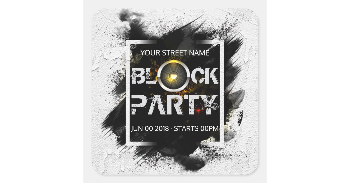 Block Party custom invitation Square Sticker | Zazzle