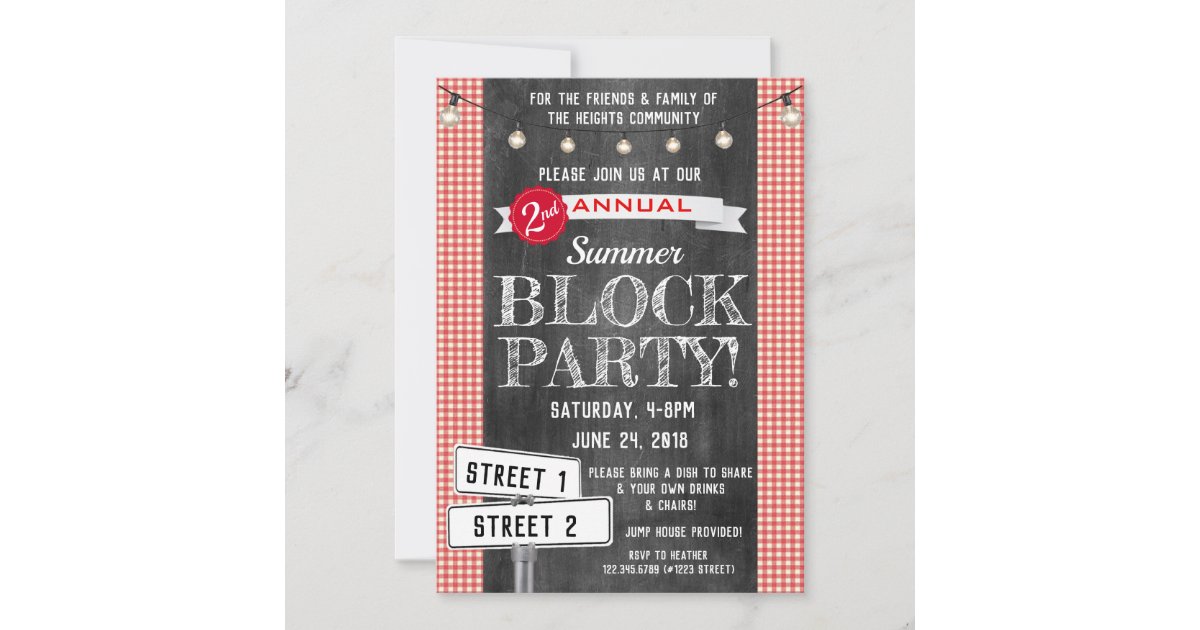 Block Party Invitation Summer Street Party HOA | Zazzle