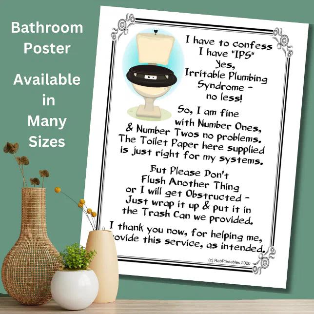 Blocked Toilet Sign, Do Not Flush Anything Else - Poster | Zazzle