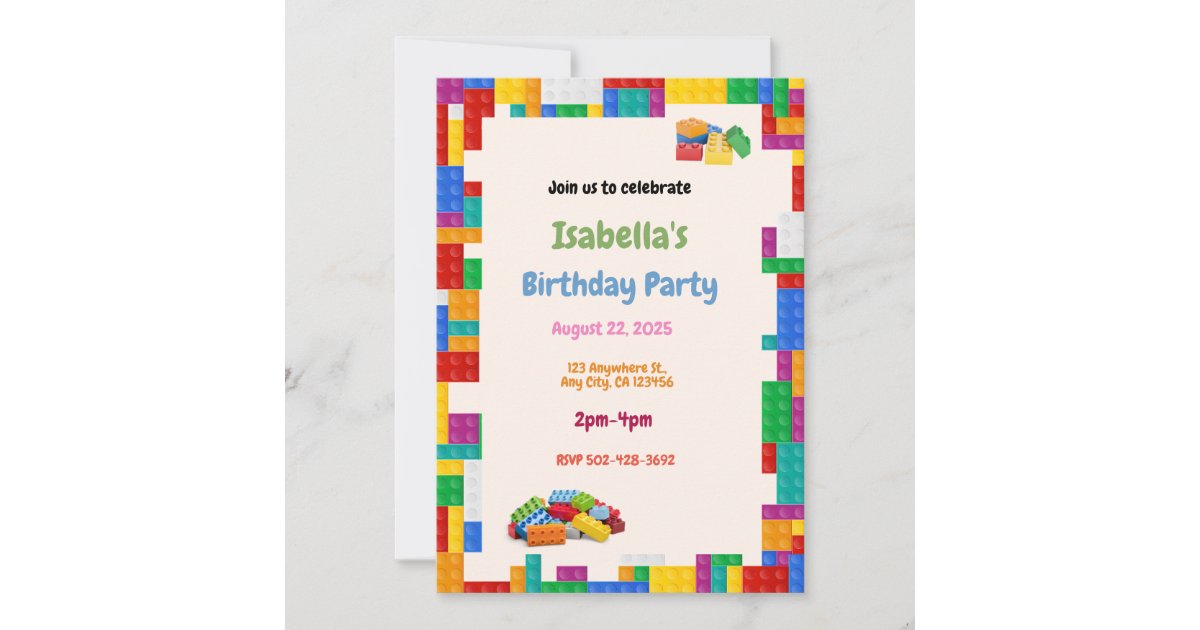 Blocks Birthday Party Invitation | Zazzle