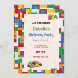 Blocks Birthday Party Invitation | Zazzle