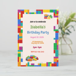 Blocks Birthday Party Invitation | Zazzle