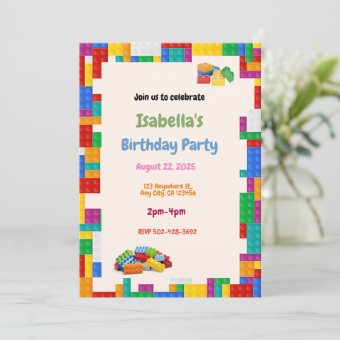 Blocks Birthday Party Invitation | Zazzle
