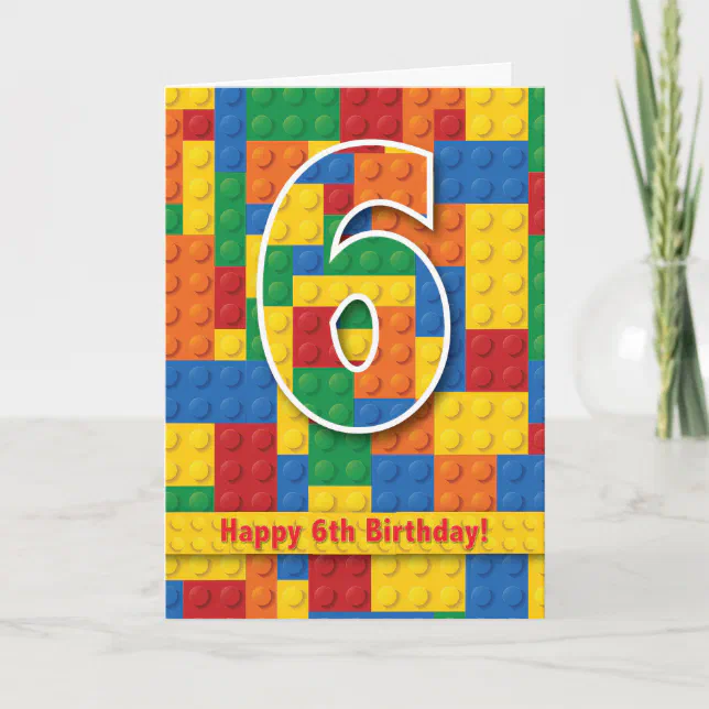 Blocks Happy 6th Birthday Card | Zazzle