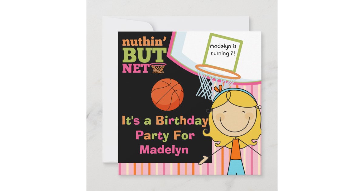 Blond Girl Basketball Birthday Invitation | Zazzle