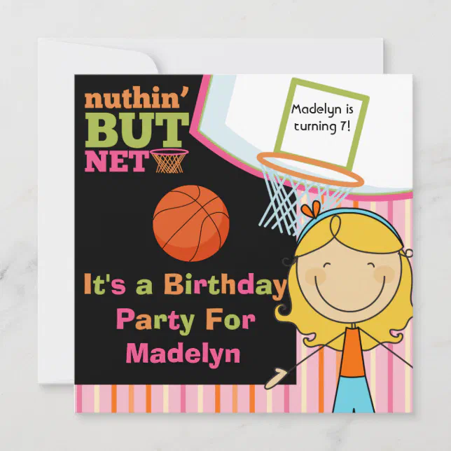 Blond Girl Basketball Birthday Invitation | Zazzle