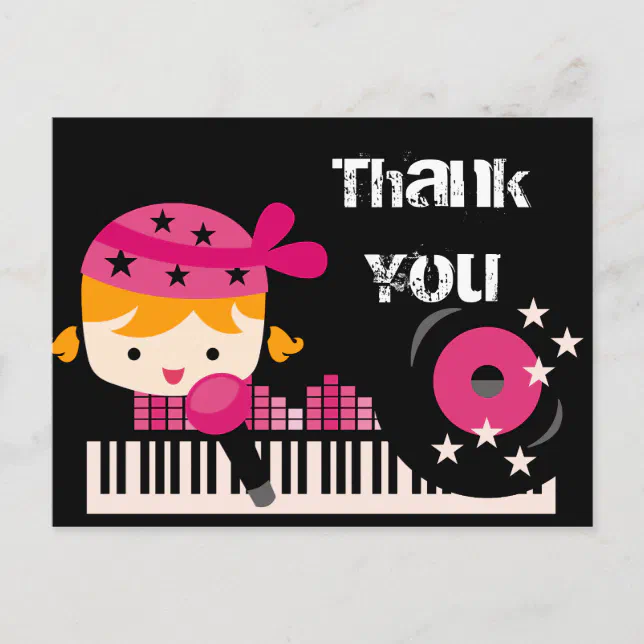 Blond Girl Rock Star Birthday Thank You Postcard | Zazzle