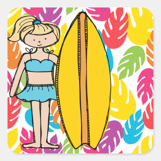 Blond Girl Surfer Stickers | Zazzle