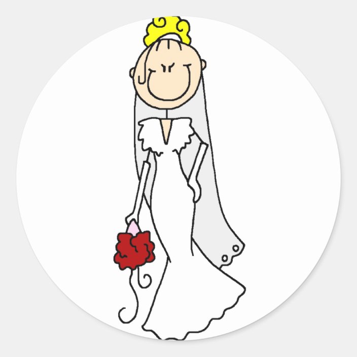 Blond Stick Figure Bride Sticker | Zazzle.com