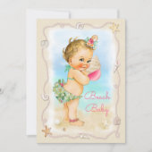 Blonde Beach Baby Conch Shell Baby Shower Invitation | Zazzle