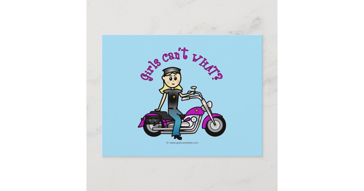 Blonde Biker Postcard | Zazzle