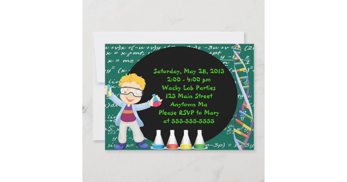 Blonde Boy Mad Scientist Birthday Party Invitation | Zazzle