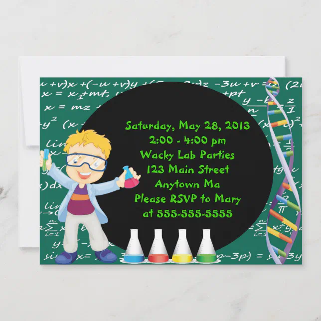 Blonde Boy Mad Scientist Birthday Party Invitation | Zazzle
